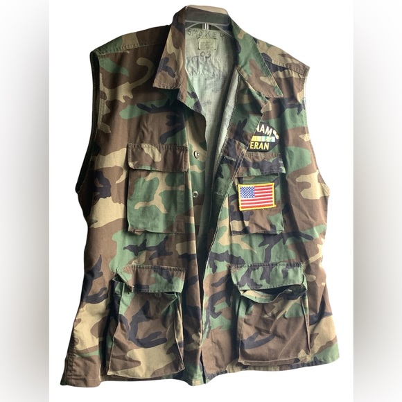 Jackets & Coats | National Vets Vietnam Veteran Camo Combat Coat Vest ...